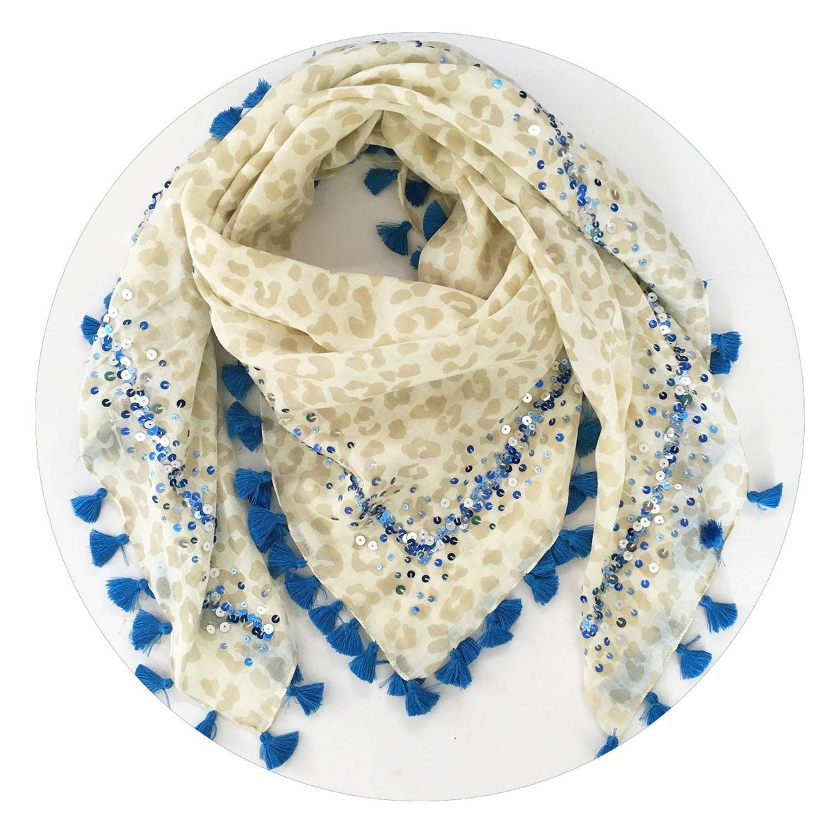 Tuch Leo-Muster blau mit Pailletten – Märchenwerkstatt Shop